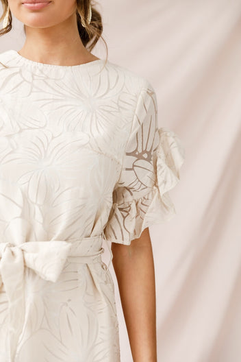 Shop the Coolum Ruffle Sleeve Dress Beige