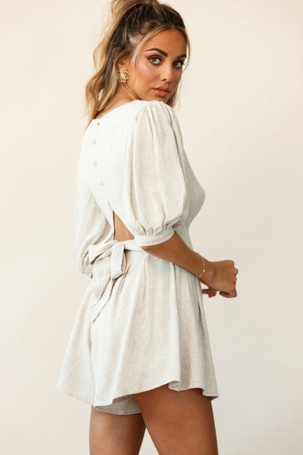Shop the Jinka Balloon Sleeve Structured Bodice Romper Natural | Selfie ...