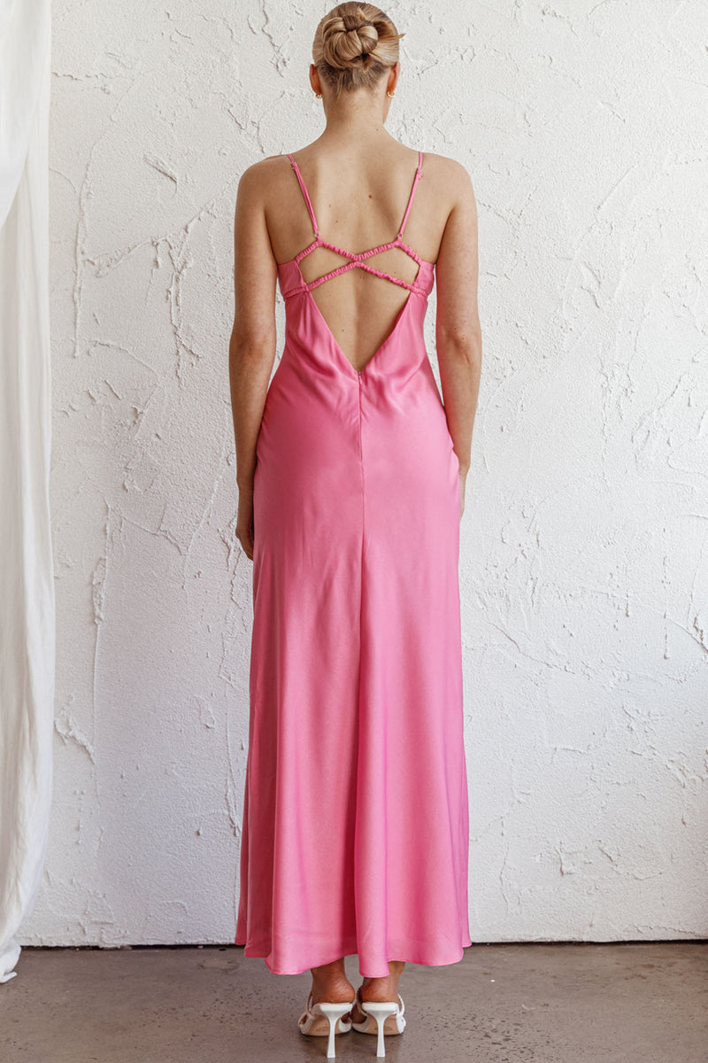 Shop the From Above V-Back Midi Dress Hot Pink