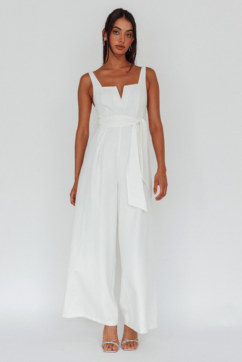 Shop the Colleen Waist Tie Jumpsuit White