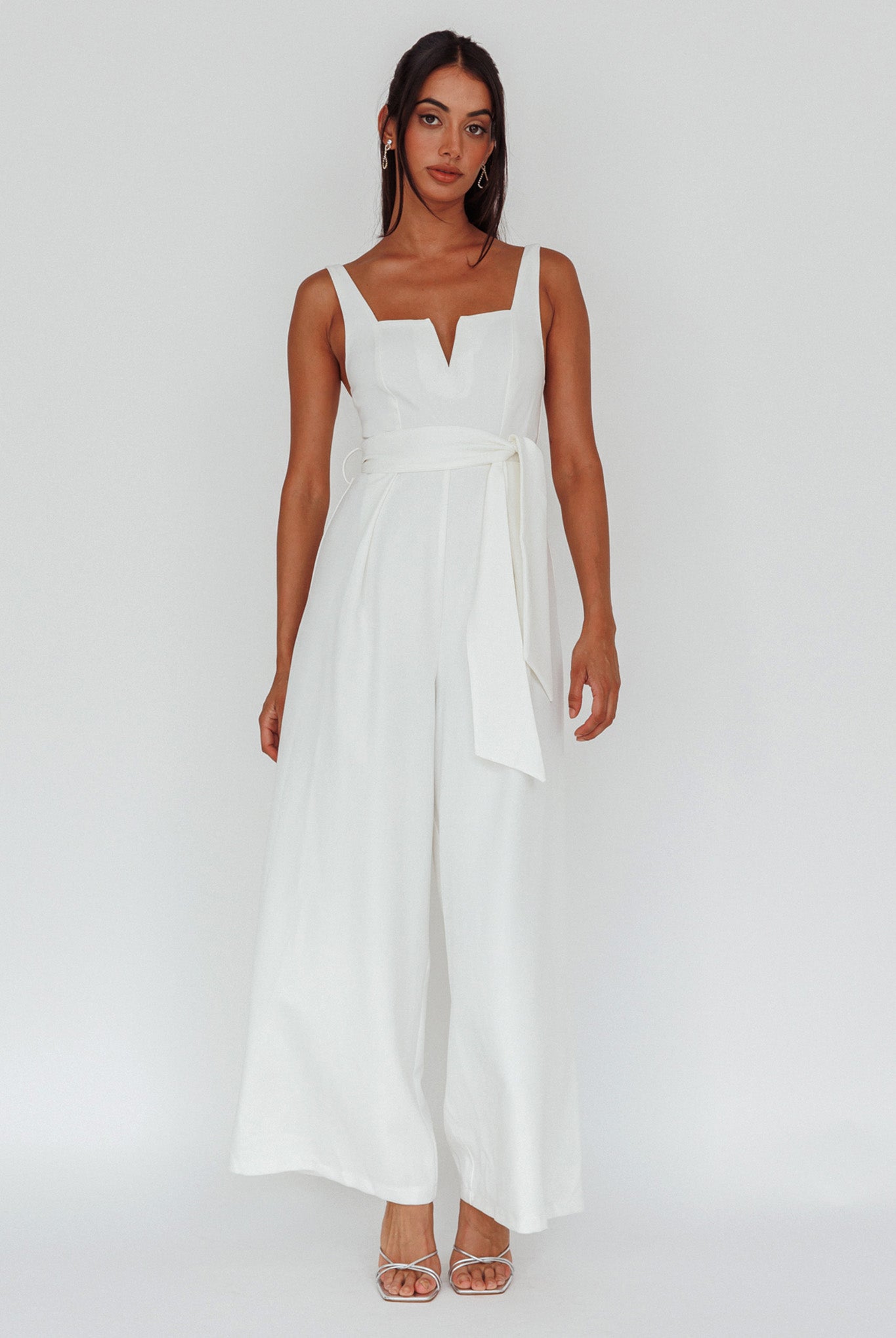 Shop the Colleen Waist Tie Jumpsuit White