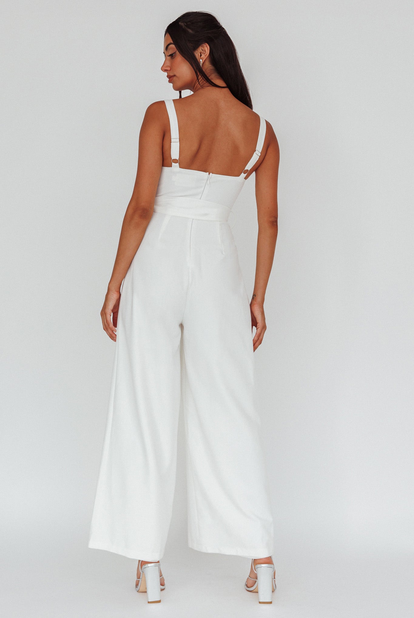 Shop the Colleen Waist Tie Jumpsuit White