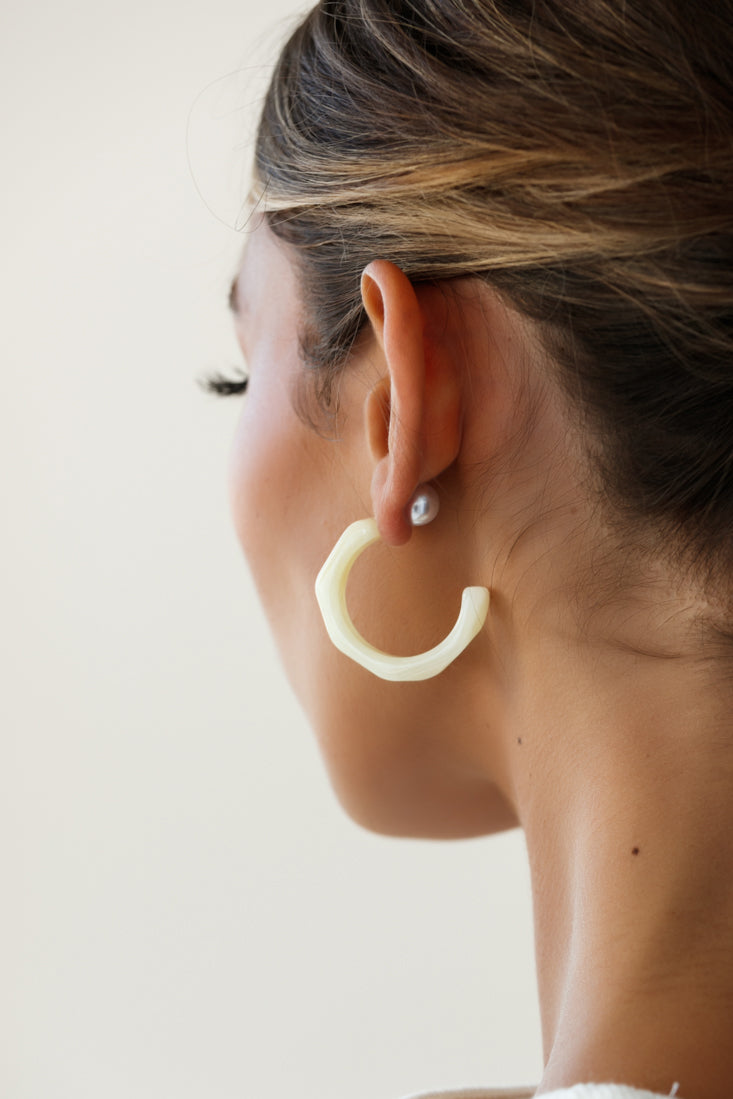 Shop the Sydney Perspex Hoop Pearl Back Earrings Beige