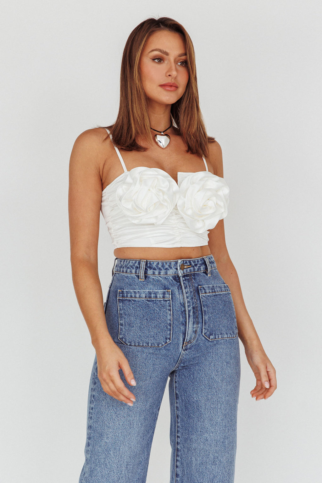 Romina Rose Bust Crop Top Ivory | Selfie Leslie