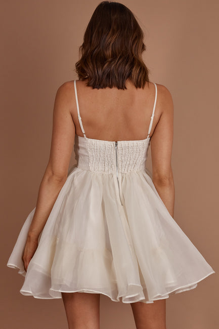 Shop the Elyse Pleated Bodice Party Dress Cream | Selfie Leslie