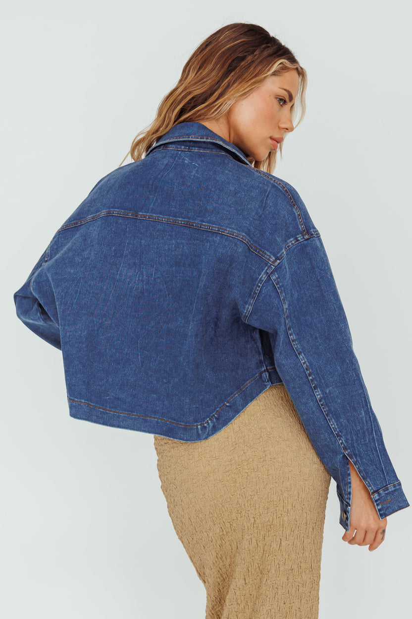 Shop the Fair Game Button-Up Jacket Dark Blue