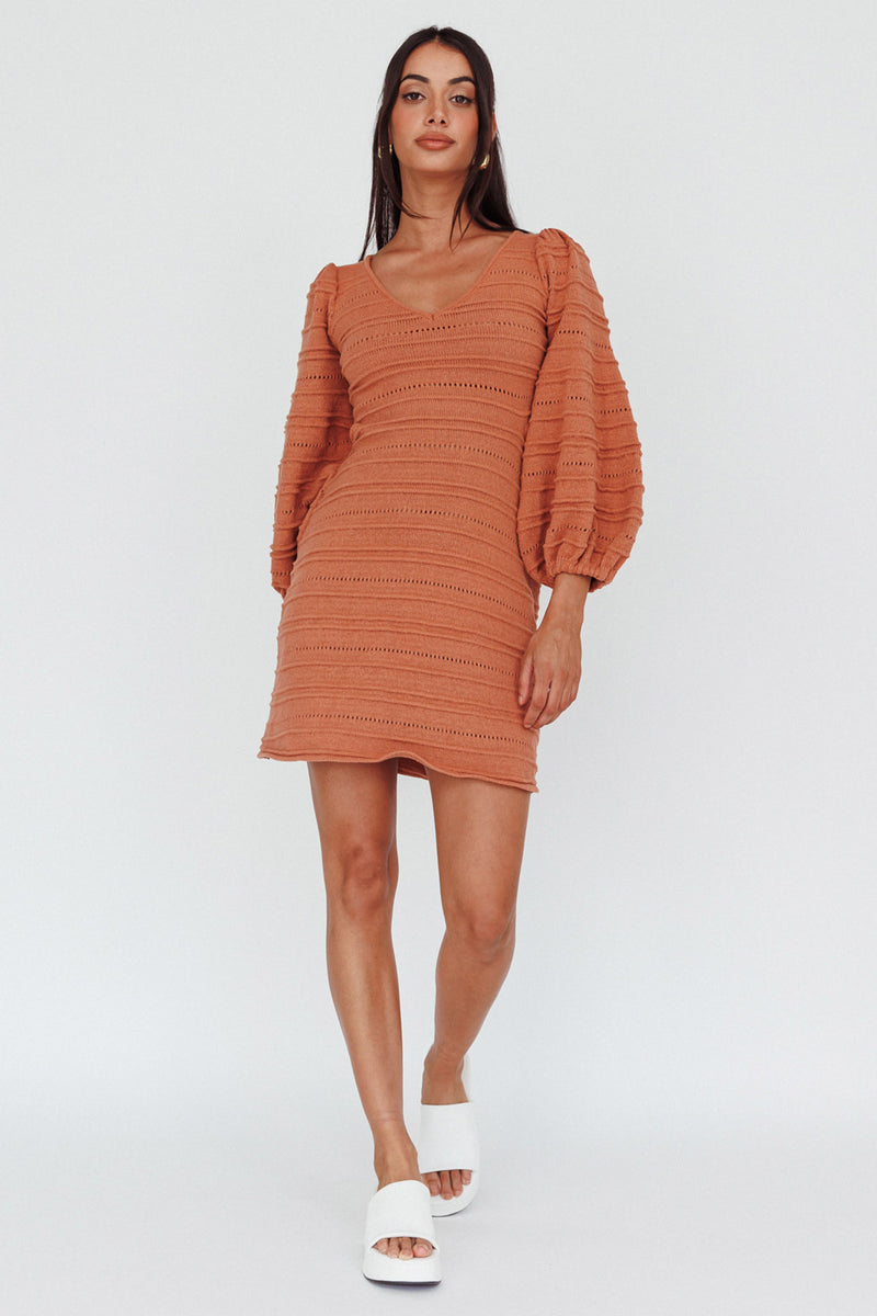 Shop the Meredith Long Sleeve Cut-Out Mini Dress Cinnamon