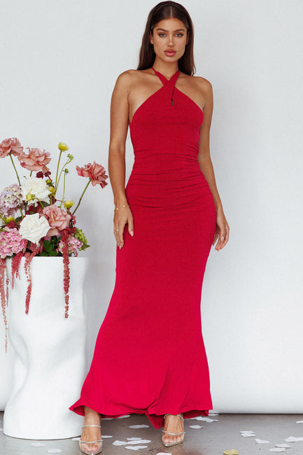 Shop the Phoenix Sun Open Back Maxi Dress Red | Selfie Leslie