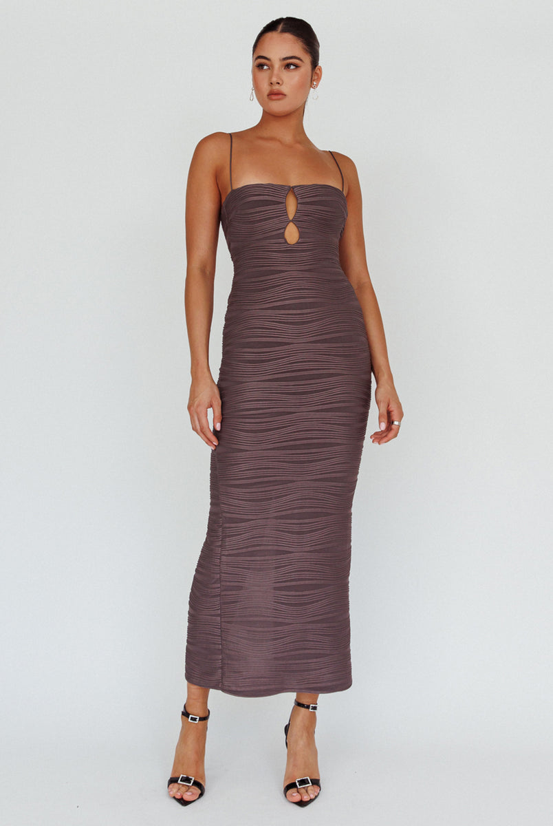 Shop the Orion Keyhole Bodice Midi Dress Grey