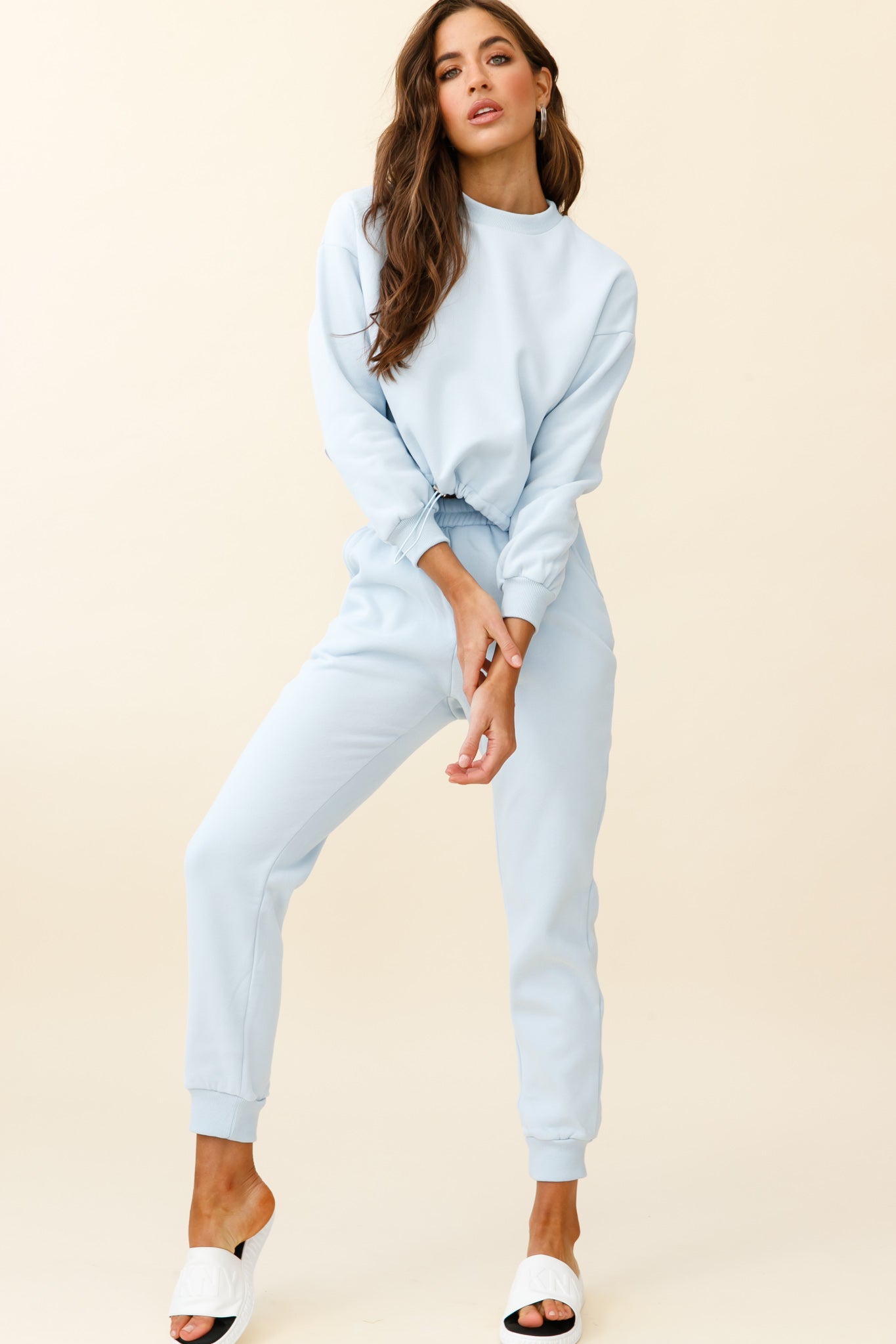 Shop the Monterey Long Sleeve Pull String Sweater Blue